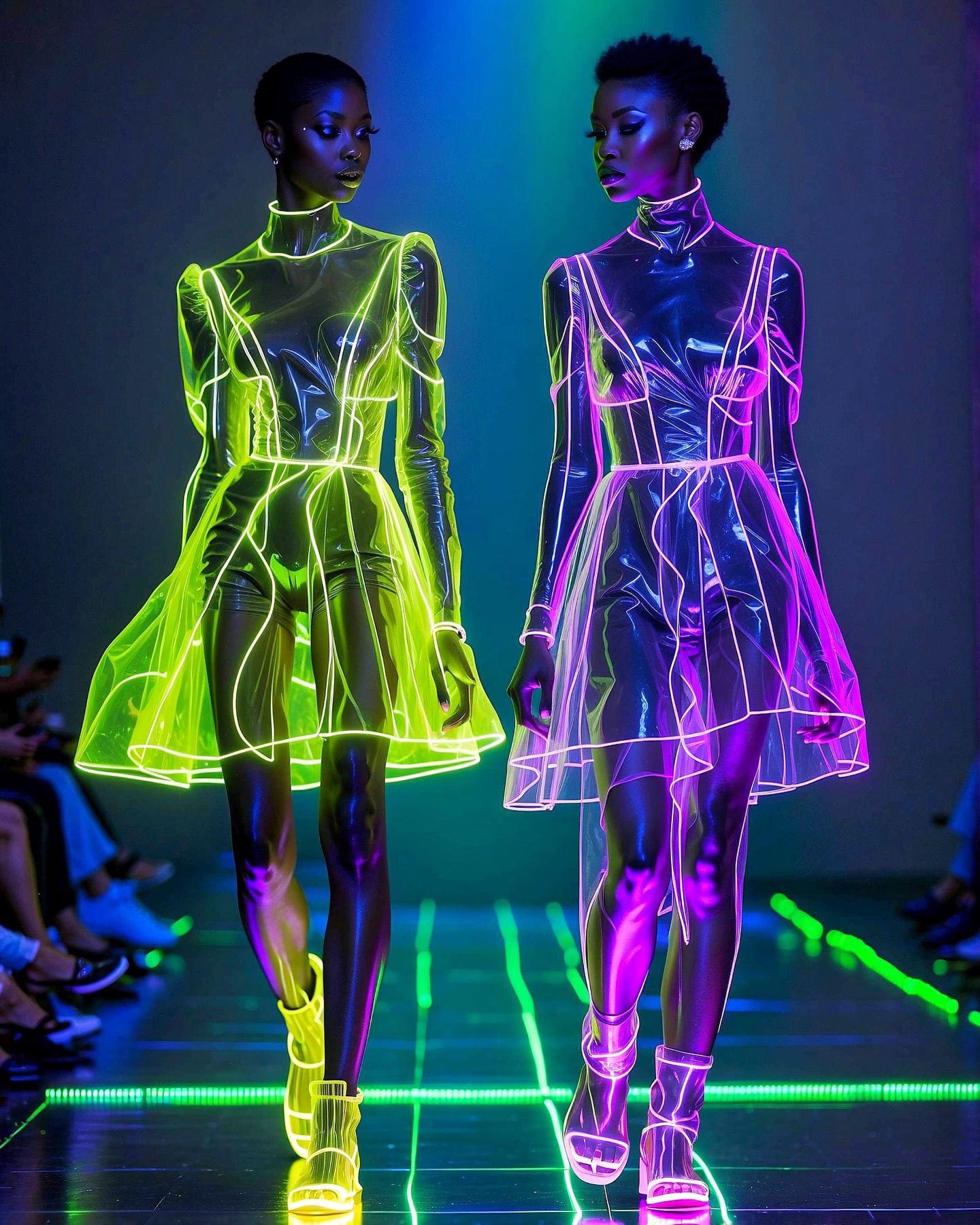El fascinante desfile de moda con luces LED de una diseñadora y ...