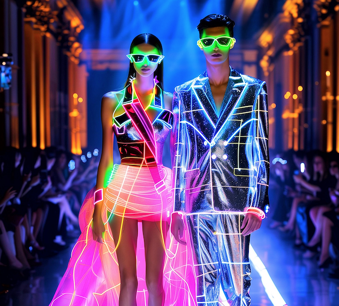 El fascinante desfile de moda con luces LED de una diseñadora y ...