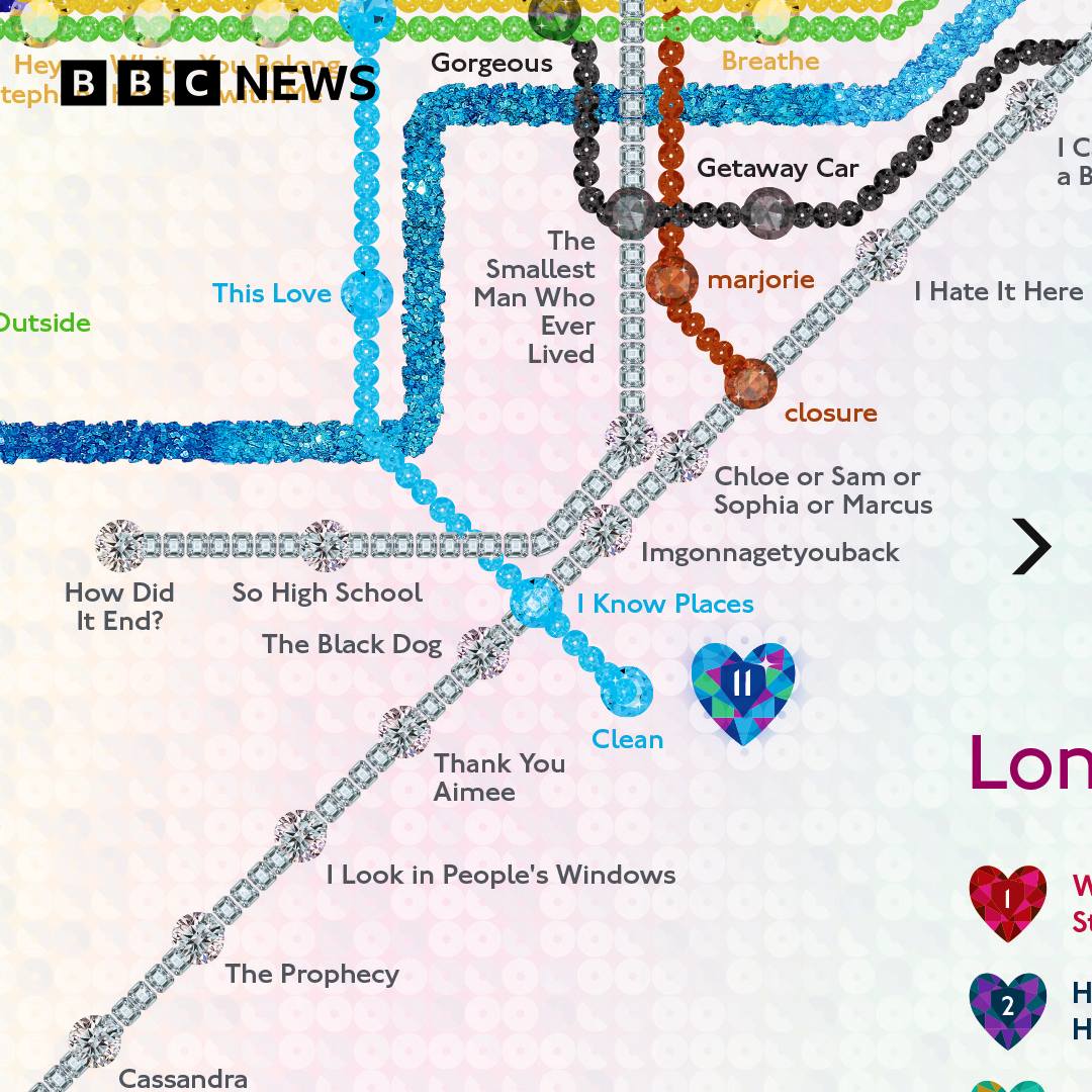 El fantástico mapa del metro “swiftie” de Londres en homenaje a los ...